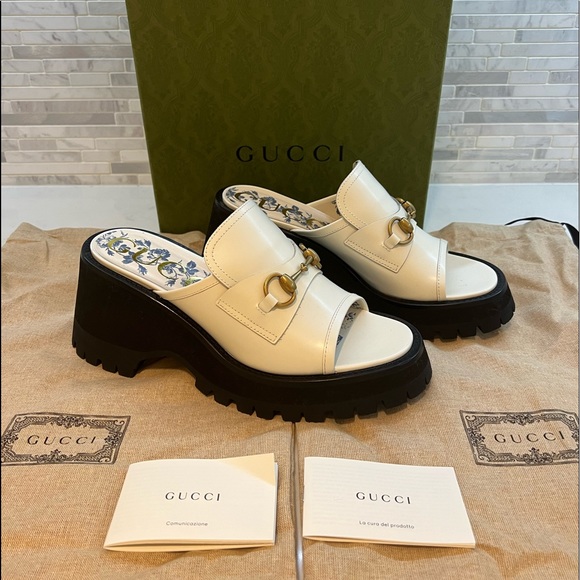 Gucci | Shoes | Gucci Harald Platform Slide Sandal In Dusty White ...